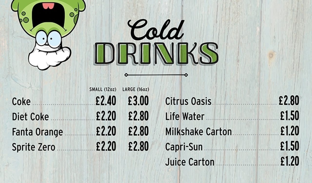 The Hungry Toad Menu - Knockhatch Adventure Park